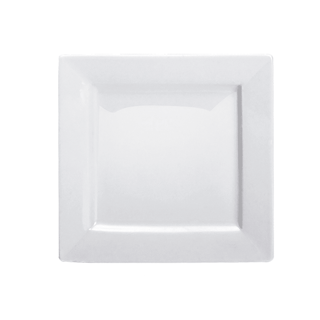 Ivory Porcelain Square Plate Double Rim | Horeca Hut